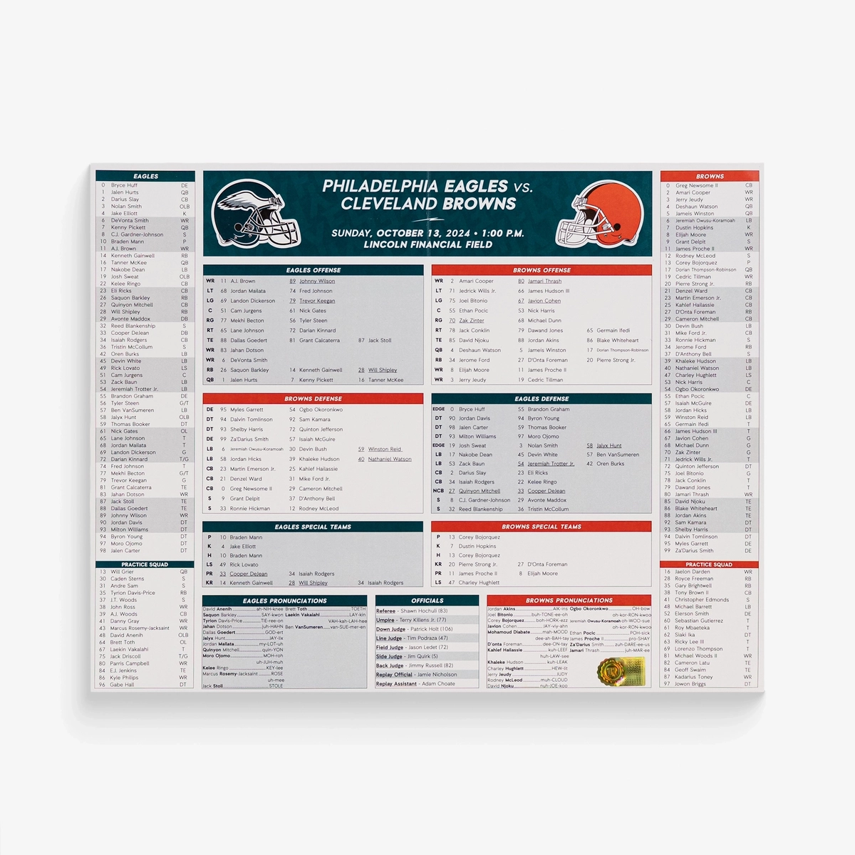 Game-Used Press Box Pregame & Game Notes Bundle - Philadelphia Eagles ...