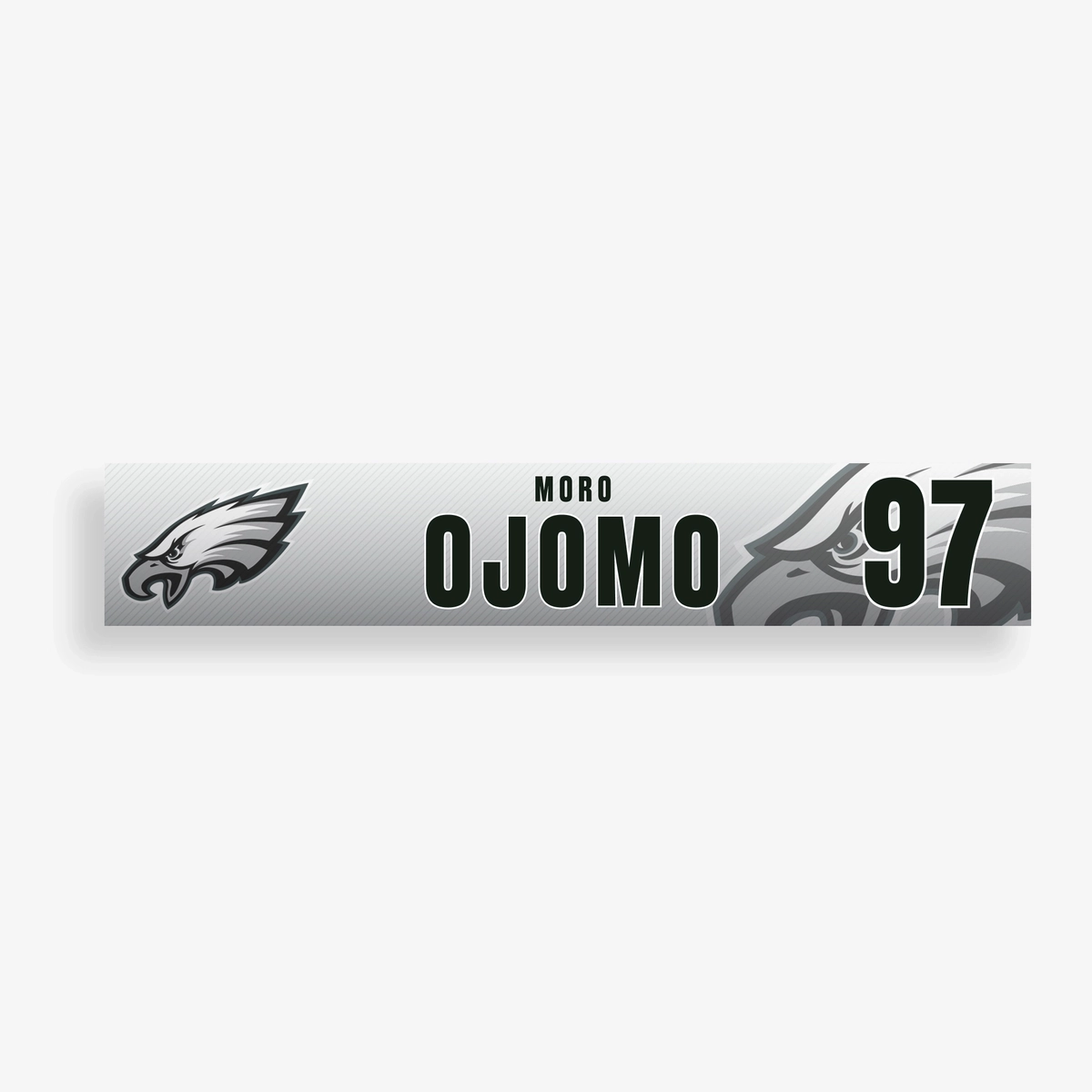 Moro Ojomo Game‑Used Philadelphia Eagles Locker Name Plate (10/05/2025)